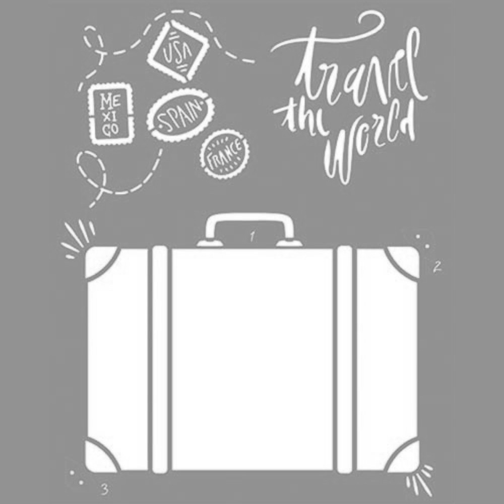 Artikel Travel The World Stencil Boyama Şablonu 30X30 Cm, Duvar Stencil,